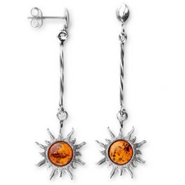 Paar Ohrhänger OSTSEE-SCHMUCK "OSTSEE-SCHMUCK Ohrhänger Sonne 19 mm Ohrhänger Sonne 19 mm", weiß, Ohrringe, Damen, 56 x 19mm, Silber 925 (Sterlingsilber)