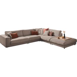 Ecksofa 3C CANDY "Enisa II, bequem und komfortabel, gro&szlig;es Familiensofa, L-Form", grau (taupe), B:365cm H:86cm T:322cm, 85% Polyester, 15% Viskose, Sofas, Ecksofa, incl. 3 Flatterkissen, wahlweise mit Flecken-Schutz-Bezug Easy care