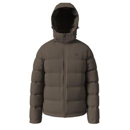 Steppmantel Calvin Klein Jeans "LS NYLN ZP OFF HD DW", Herren, Gr. L, braun (morel), Web, Obermaterial: 100% Polyamid, unifarben, regular fit normal, Rundhals, eingesetzt gerader Abschluss, Mäntel, Mit Rundhalsausschnitt