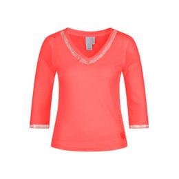 T-Shirt Sportalm KITZB&Uuml;HEL, Damen, Gr. 38, rot (strawberry rot), Single Jersey, Obermaterial: 100% Lyocell, clean, unifarben, k&ouml;rpernah h&uuml;ftlang, V-Ausschnitt, Shirts T-Shirt, mit Folienglanzdruck