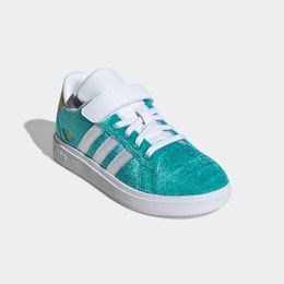 Sneaker adidas Sportswear "ADIDAS DISNEY JASMINE GRAND COURT 2.0 KIDS", Gr. 33, pure teal, cloud weiß, gold metallic, Schuhe