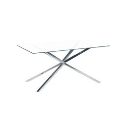 Beliani Esszimmertisch CORA in Silber/Transparent - (W) 90 x (H) 75 x (L) 160 cm | Gr.: onesize