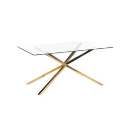 Beliani Esszimmertisch CORA in Transparent/Gold - (W) 90 x (H) 75 x (L) 160 cm | Gr.: onesize