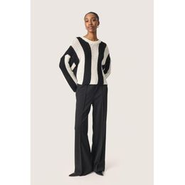 Soaked in Luxury Strickpullover SLMenaka Baggy fit in Black & White Vertical Stripe | Gr.: S