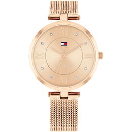 Tommy Hilfiger Damen Quarzuhr "ELLA", gold, Armbanduhren, Armbanduhr, Damenuhr, Glaskristalle, analog, Edelstahlarmband