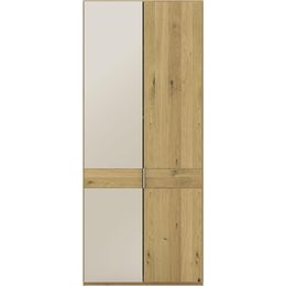 Drehtürenschrank Musterring, B:100cm H:236cm, braun, Schränke, "Savona, Kleiderschrank, Schrank, Garderobe, teilmassiv Eiche", Türen in Bianco-Eiche