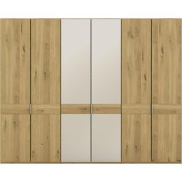 Drehtürenschrank Musterring, B:300cm H:236cm, braun, Schränke, "Savona, Kleiderschrank, Schrank, Garderobe, teilmassiv Eiche", Türen in Bianco-Eiche