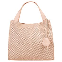 CLUTY Damen Shopper, rosa, Leder, Strukturmuster, Taschen, echt Leder, Made in Italy