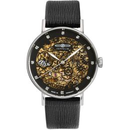 Zeppelin Damen Automatikuhr "Princess of the Sky", gold, Armbanduhren, Mechanische Uhr, Armbanduhr, Damenuhr, Lederarmband, Made in Germany