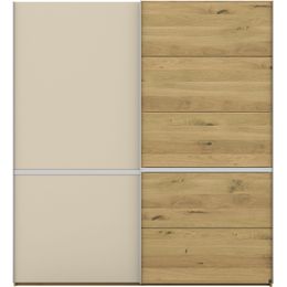 Schwebetürenschrank Musterring, B:200cm H:217cm, beige, Schränke, "Savona, Kleiderschrank, Schrank, Garderobe, mit Schiebetüren", Türen Bianco-Eiche