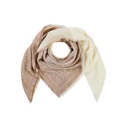 BOSS Damen Schal "Ledonia 120*120", beige, gemustert, Web, Materialmix, Modetücher, mit Jaquardmuster