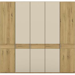 Drehtürenschrank Musterring, B:250cm H:236cm, beige, Schränke, "Savona, Kleiderschrank, Schrank, Garderobe, teilmassiv Eiche", Türen in Bianco-Eiche