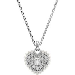 Swarovski Damen Kette mit Anhänger "Idyllia E Heart Herz", Metall Perlen, L: 45, silber, Metall, Perlen, Halsketten, mit Swarovski Kristall - mit