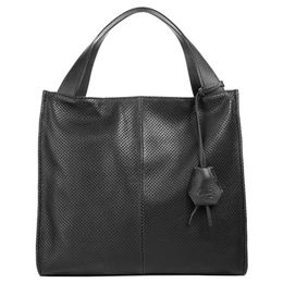 CLUTY Damen Shopper, schwarz, Leder, Strukturmuster, Taschen, echt Leder, Made in Italy