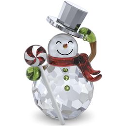 Swarovski Dekofigur "Holiday Cheers Dulcis Snowman", B/H/T: 4,2cm x 6,8cm x 4,5cm, Schneemann, bunt, Metall, Swarovski Kristall, B:4,2cm H:6,8cm