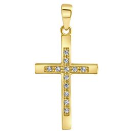 Firetti Damen Kreuzanhänger "Schmuck Geschenk Gold 375 Halsschmuck Anhänger Halskette Kreuz", Gelbgold 375, 0,75 g, gold, Gelbgold 375,