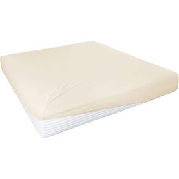 Spannbettlaken Primera, beige, Jersey-Elasthan, Obermaterial: 95% Baumwolle, 5% Elasthan, Bettlaken, "Elasthan-Feinjersey", PREMIUM, aus 95%