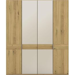 Drehtürenschrank Musterring, B:200cm H:236cm, braun, Schränke, "Savona, Kleiderschrank, Schrank, Garderobe, teilmassiv Eiche", Türen in Bianco-Eiche
