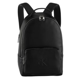Freizeitrucksack "SCLPTD IMPRSSSN SLM", Calvin Klein Jeans, schwarz, Lederimitat, unifarben, Basic, Rucksäcke, Reiserucksack, Cityrucksack,