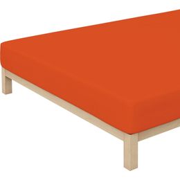 Spannbettlaken Schlafgut, rot, Mako-Zwirn-Jersey, Obermaterial: 95% Baumwolle, 5% Elasthan, Bettlaken, "Premium", Zero Waste Verpackung, PREMIUM