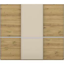 Schwebetürenschrank Musterring, B:250cm H:217cm, beige, Schränke, "Savona, Kleiderschrank, Schrank, Garderobe, mit Schiebetüren", Türen Bianco-Eiche