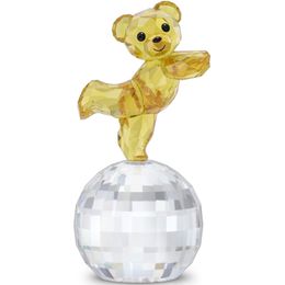 Swarovski Dekofigur "Kristallfigur Discokugel Kris Bär auf in die Disco", B/H/T: 3,9cm x 8,3cm x 4,2cm, gelb, Swarovski Kristall, B:3,9cm H:8,3cm