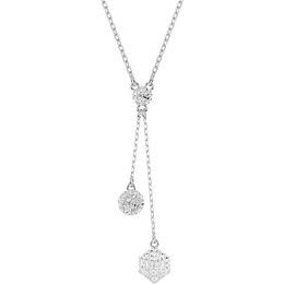 Swarovski Damen Y-Kette "Schmuck Geschenk Dextera Y-Anhänger Kugel und Würfel", Metall, L: 67, silber, Metall, Halsketten, mit Swarovski Kristall