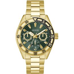 Multifunktionsuhr Guess "LETTERMAN", gold (goldfarben), Armbanduhren, Herren, Quarzuhr, Armbanduhr, Herrenuhr, Datum, Wochentag, Edelstahlarmband