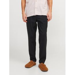 Jack & Jones JACK & JONES Herren Stoffhose "JPSTACE DAVE BREEZE JOGGER SN", schwarz, Gr. S, unifarben, Web, Obermaterial: 81% Baumwolle, 15% Leinen, 4% Elasthan,