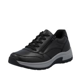 Rieker Herren Sneaker, Gr. 44, schwarz, Glattleder, unifarben, Schuhe, Schnürschuh, Halbschuh, Freizeitschuh mit gepolstertem Schaftrand