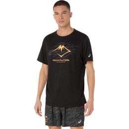 asics Damen Laufshirt "FUJITRAIL LOGO SS TOP", schwarz, Gr. M, Obermaterial: 100% Polyester, Shirts
