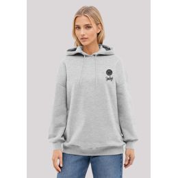 F4NT4STIC Damen Kapuzenpullover "Smiley Script Wordmark dark Bestickt", grau, Gr. XS, Obermaterial: 80% Baumwolle, 20% Polyester, Pullover, Premium