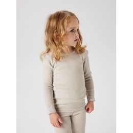 name it Jungen Langarmshirt "NMNWAX WOOL RIB LS TOP NOOS", silber, Gr. 92, unifarben, Feinripp, Obermaterial: 100% Wolle, Shirts, aus reiner