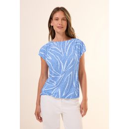 T-Shirt Cecil, Damen, Gr. XL (44), blau (deep pastel blau), Stoff, 65% Polyester, 35% Viskose, bedruckt, gerade normal, U-Boot-Ausschnitt, B&uuml;ndchen, Shirts T-Shirt, mit U-Boot-Ausschnitt