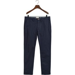 Gant Herren Chinohose "SLIM TWILL CHINOS", blau, Gr. 40, unifarben, Twill, Obermaterial: 98% Baumwolle, 2% Elasthan, Hosen, mit gefütterten