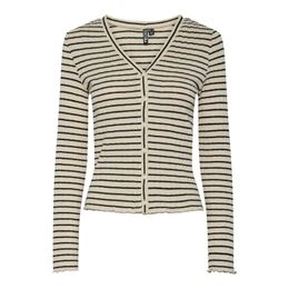 Pieces Damen Strickjacke "PCIRIS CARDIGAN NOOS", beige, Gr. M, gestreift, Strick, Obermaterial: 50% Viskose, 30% Polyester, 20% Polyamid, Strickjacken