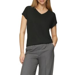 QS Damen T-Shirt, schwarz, Gr. XL, unifarben, Obermaterial: 70% Modal, 30% Polyester, Shirts, mit V-Ausschnitt