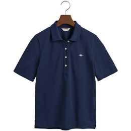 Gant Damen Poloshirt "SLIM SHIELD KA PIQUE POLO", blau, Basic, Gr. XS, unifarben, Piqué, Obermaterial: 100% Baumwolle, Shirts, mit grafischer