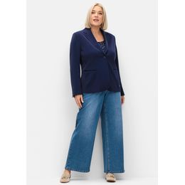 sheego Damen Kurzblazer "Blazer", blau, Gr. 42, 100% Polyester, Blazer