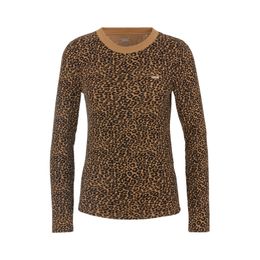 Levi's LEVI'S Damen Langarmshirt "ESSENTIAL HM LS TEE", braun, Gr. L, animal-print, bedruckt, Single Jersey, Obermaterial: 96% Baumwolle, 4% Elasthan,