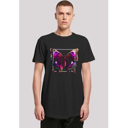 F4NT4STIC Herren T-Shirt "Pink Schmetterling LONG TEE", schwarz, Gr. M, Obermaterial: 100% Baumwolle, Shirts, Print