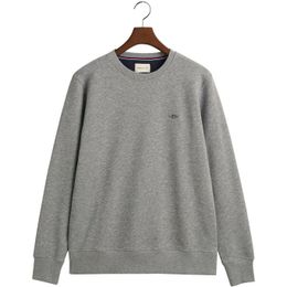 Gant Herren Sweatshirt "REG SHIELD C-NECK SWEAT", grau, Gr. L, meliert, Sweatware, Obermaterial: 87% Baumwolle, 13% Polyester, Sweatshirts, mit
