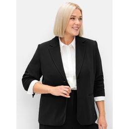 sheego Damen Kurzblazer "Blazer", schwarz, Gr. 48, 100% Polyester, Blazer