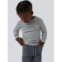 name it Jungen Langarmshirt "NMNBANI LS XSL TOP NOOS", blau, Gr. 86, geringelt, gestreift, Jersey, Obermaterial: 57% Baumwolle, 38% Modal, 5%