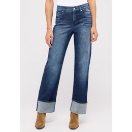 Angels Damen Straight-Jeans "LARA TU", blau, Gr. 40, Denim/Jeans, Obermaterial: 91% Baumwolle, 6% Polyester, 3% Elasthan, Jeans, mit umgeschlagenem
