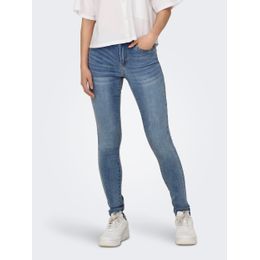 Only Damen Skinny-fit-Jeans "ONLWAUW MID SKINNY DNM GUABOX", blau, Gr. XS, unifarben, Denim/Jeans, Obermaterial: 64% Baumwolle, 31% Polyester, 3%