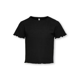 KIDS Only M&auml;dchen T-Shirt "KONNELLA", schwarz, Gr. 158, unifarben, Rippware, Obermaterial: 65% Polyester, 30% Viskose, 5% Elasthan, Shirts, mit