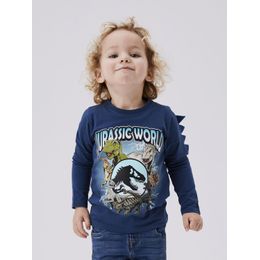 name it Jungen Langarmshirt "NMMJOLLY JURASSIC LS TOP NOOS SKY", blau, Gr. 86, bedruckt, Jersey, Obermaterial: 95% Baumwolle, 5% Elasthan, Shirts,