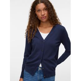 Véro Moda VERO MODA Damen Strickjacke "VMSILJE LS V-NECK CARDIGAN GA NOOS", blau, Gr. M, unifarben, Strick, Obermaterial: 77% Viskose, 23% Polyester,