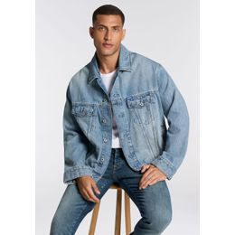 HUGO BLUE Herren Jeansjacke "Kirkby", blau, Gr. S, unifarben, Denim/Jeans, Obermaterial: 100% Baumwolle, Jacken, loose fit, Stone-washed-Effekt